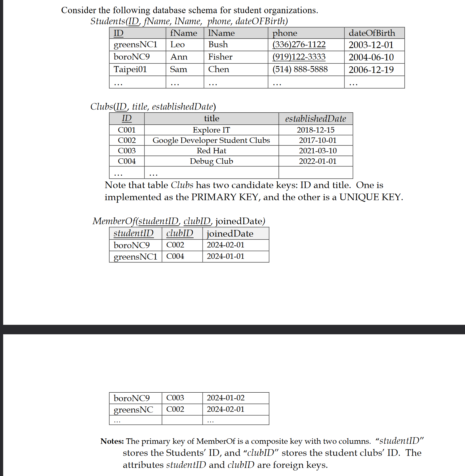 Solved Tasks:Write a SQL statement to select the database | Chegg.com