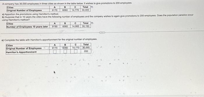 Solved a) Apportion the promotions using Hamilton's method. | Chegg.com