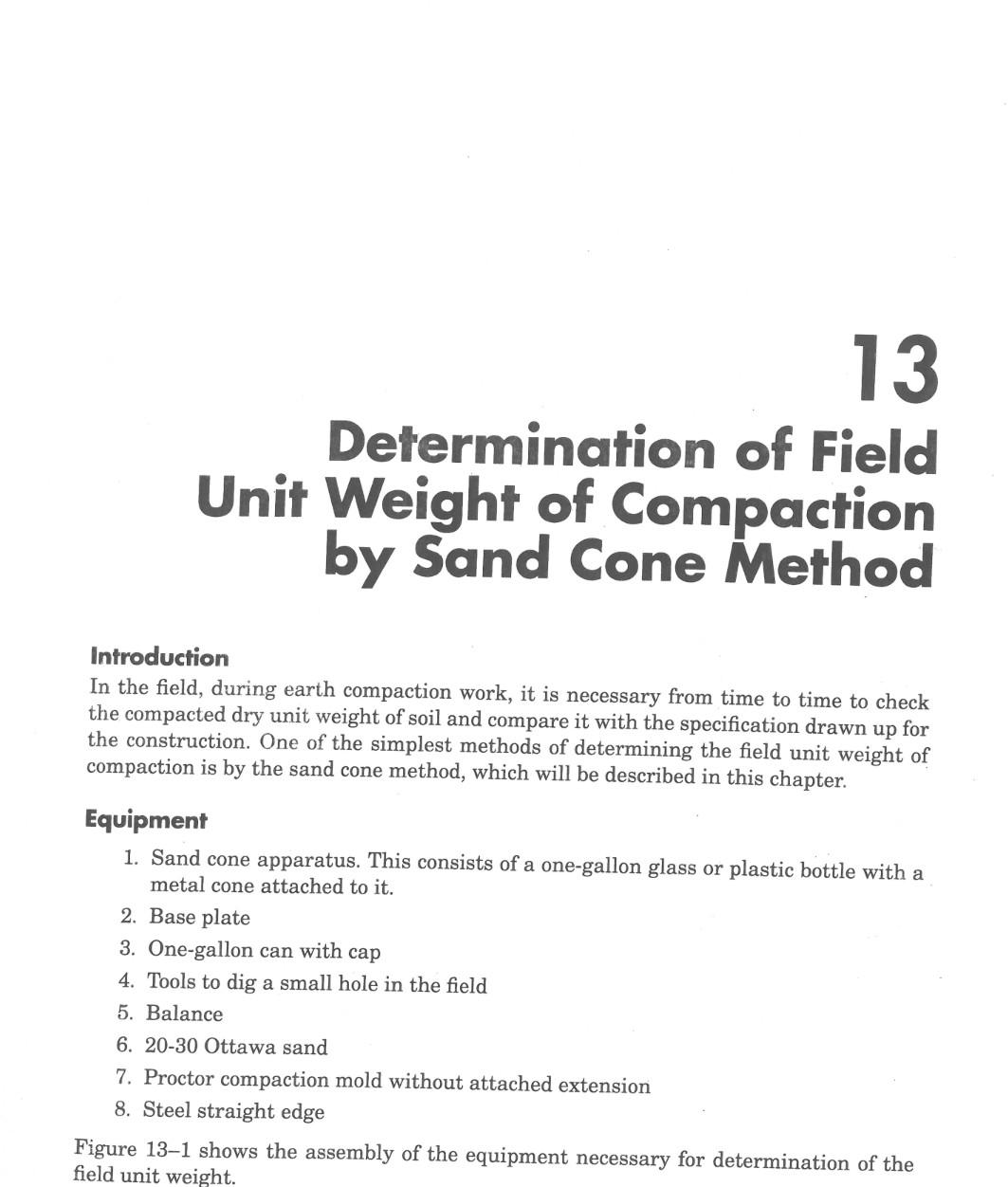 Determination of Field Unit Weight of Compaction by | Chegg.com