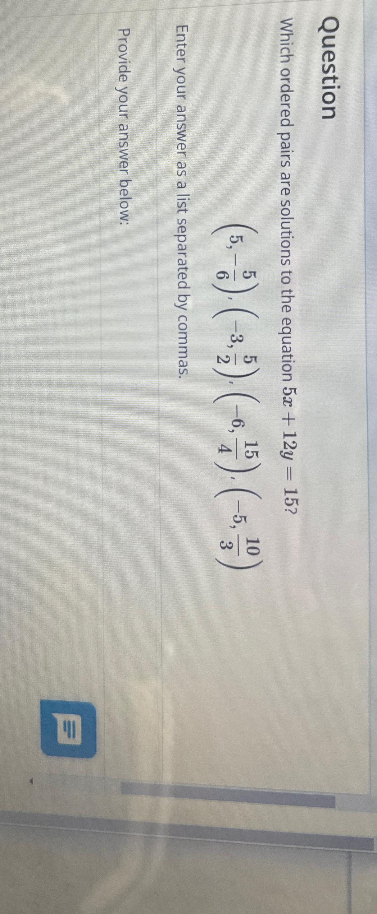 Solved QuestionWhich ordered pairs are solutions to the | Chegg.com