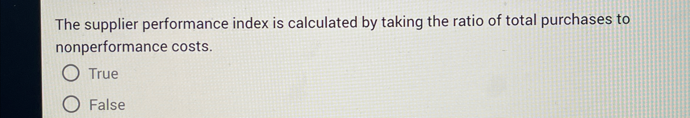 Solved The supplier performance index is calculated by | Chegg.com