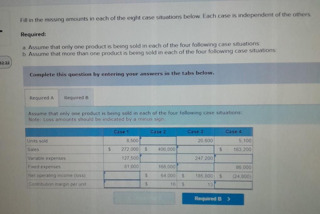 Solved Fill in the missing amounts in each of the eight case | Chegg.com