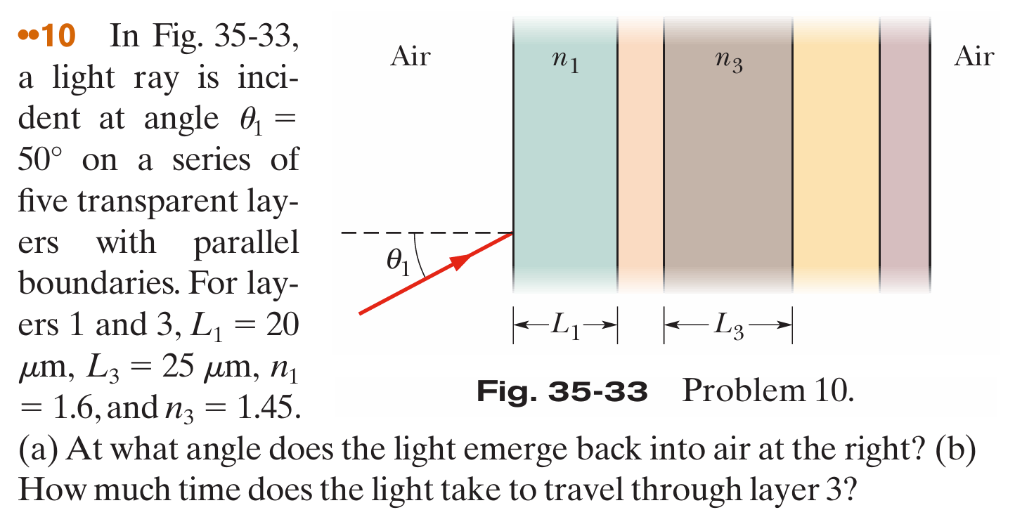 Solved *10 ﻿In Fig. 35-33,a light ray is inci-dent at angle | Chegg.com