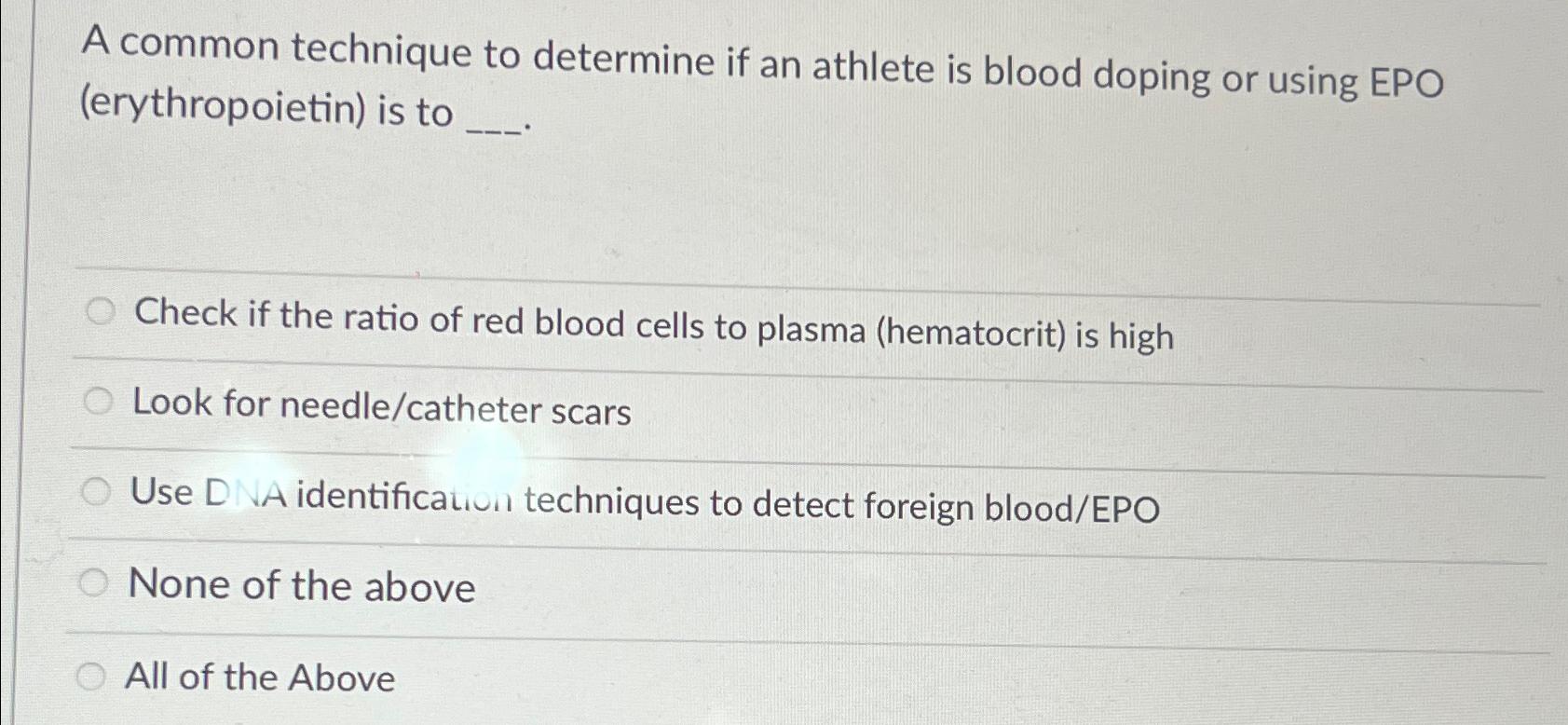 Solved A common technique to determine if an athlete is | Chegg.com