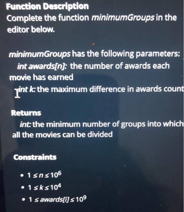 Solved using c++determine the minimum number of groups that | Chegg.com