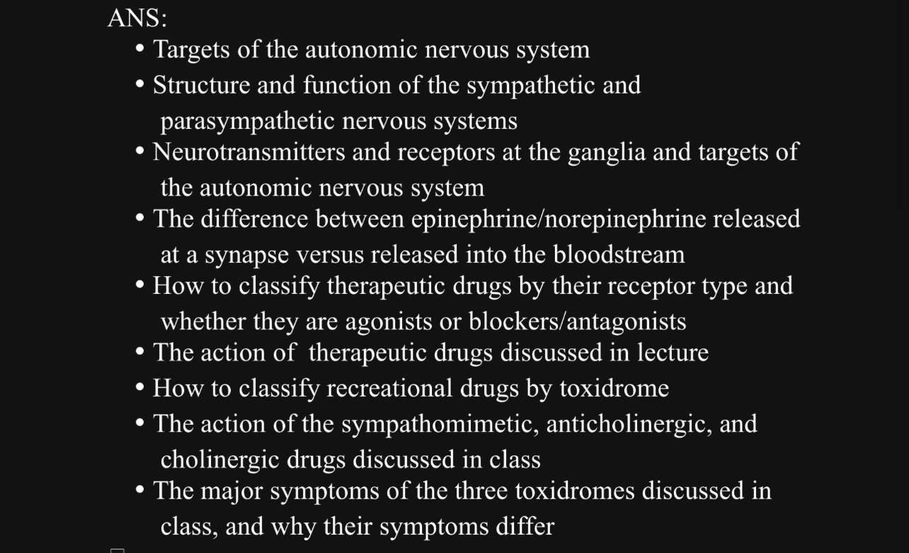 Solved ANS:Targets of the autonomic nervous systemStructure | Chegg.com