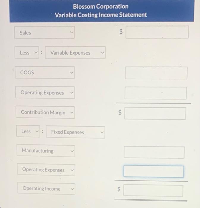 Solved Blossom Corporation's absorption costing system | Chegg.com