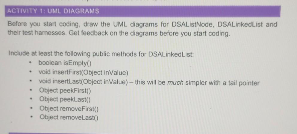 Solved ACTIVITY 1: UML DIAGRAMS Before you start coding, | Chegg.com