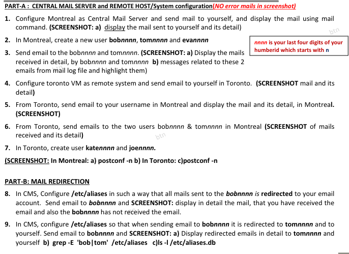 PART-A: CENTRAL MAIL SERVER and REMOTE HOST/System | Chegg.com