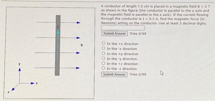 Solved A conductor of length 7.5 cm is placed in a magnetic | Chegg.com
