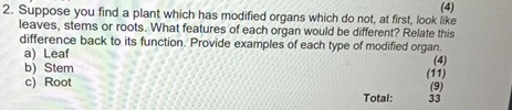 Solved Suppose you find a plant which has modified organs | Chegg.com