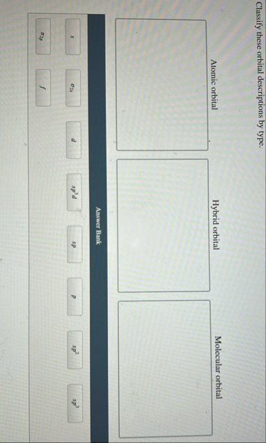Solved Classify these orbital descriptions by type.Atomic | Chegg.com