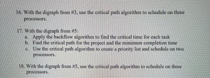 Solved 16. With the digraph from #3, use the critical path | Chegg.com
