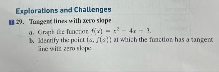 Solved Explorations and Challenges T 29. Tangent lines with | Chegg.com