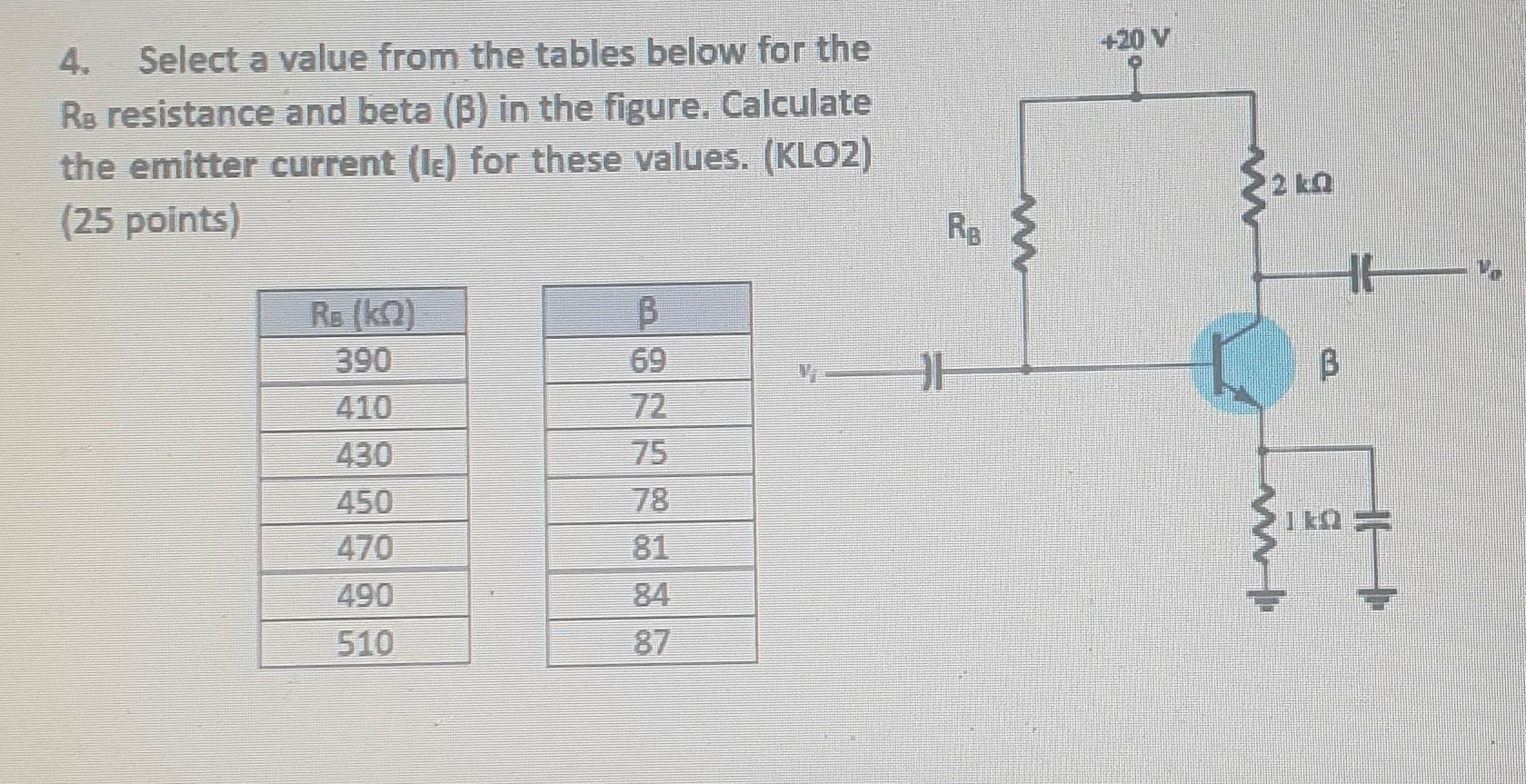 Solved 4. Select a value from the tables below for RB | Chegg.com