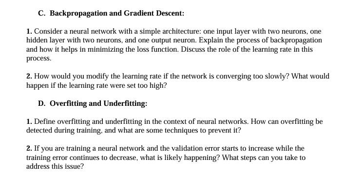 Solved C. ﻿Backpropagation and Gradient Descent:1. ﻿Consider | Chegg.com