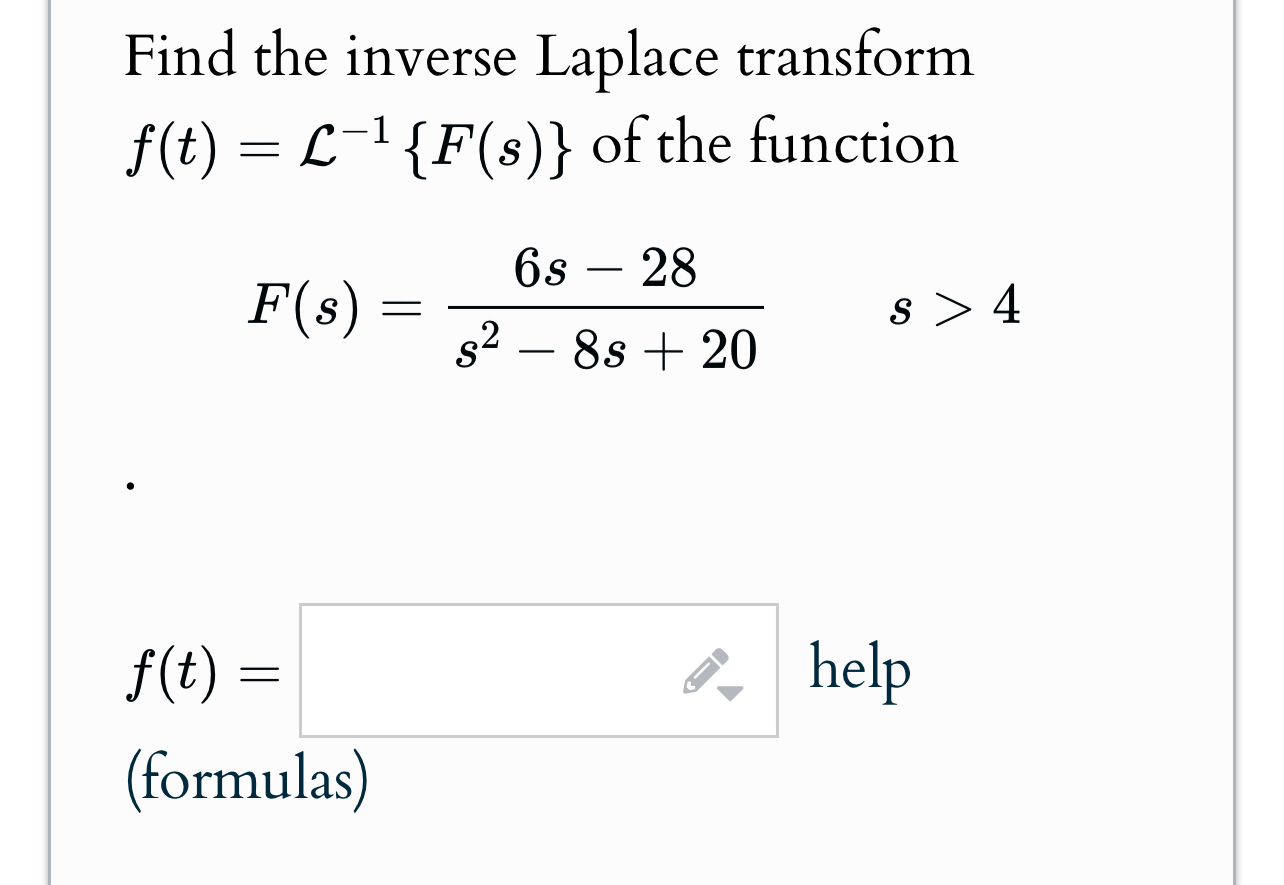 Solved Find the inverse Laplace transform f(t)=L-1{F(s)} ﻿of | Chegg.com