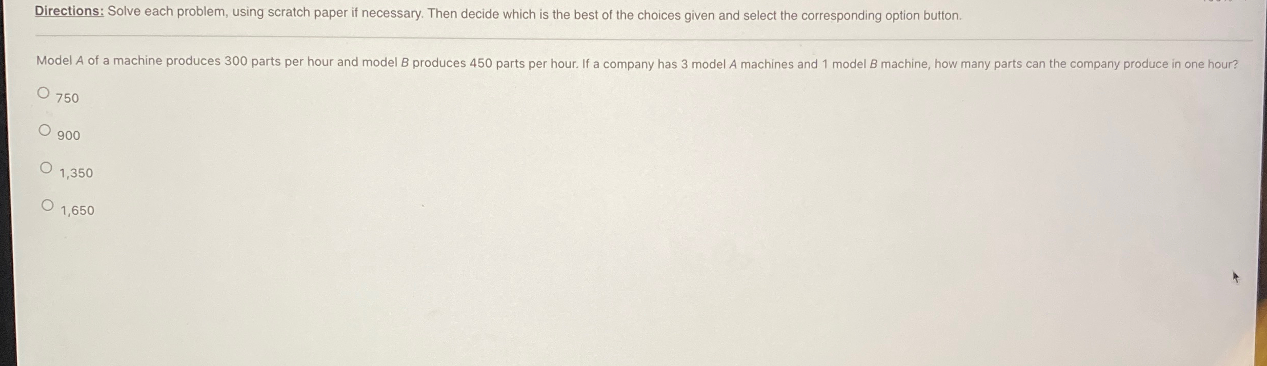Solved Directions: Solve each problem, using scratch paper | Chegg.com