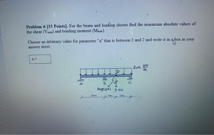 Solved Problem 6 [15 Points). For the beam and loading shown | Chegg.com
