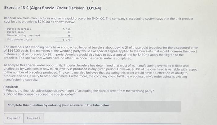Solved Exercise 13-15 (Algo) Dropping or Retaining a Segment | Chegg.com