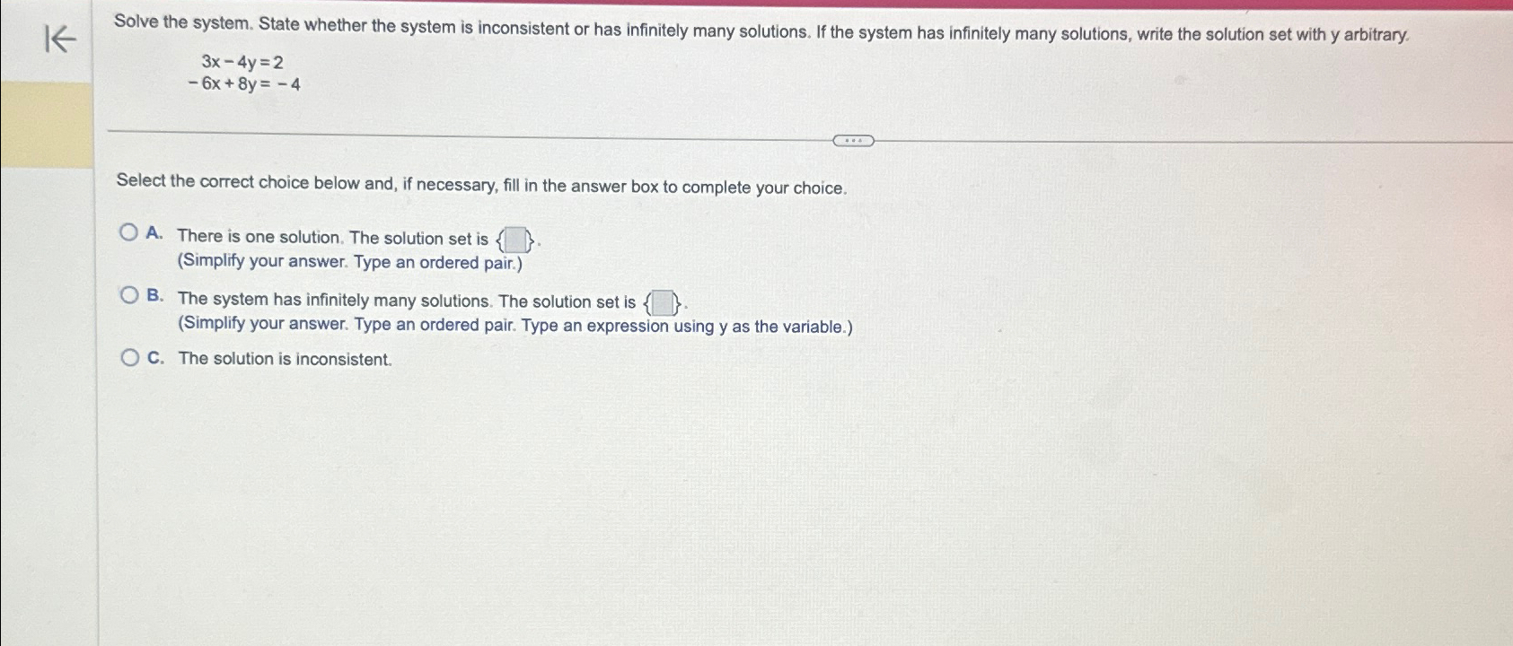 Solved Solve the system. State whether the system is | Chegg.com