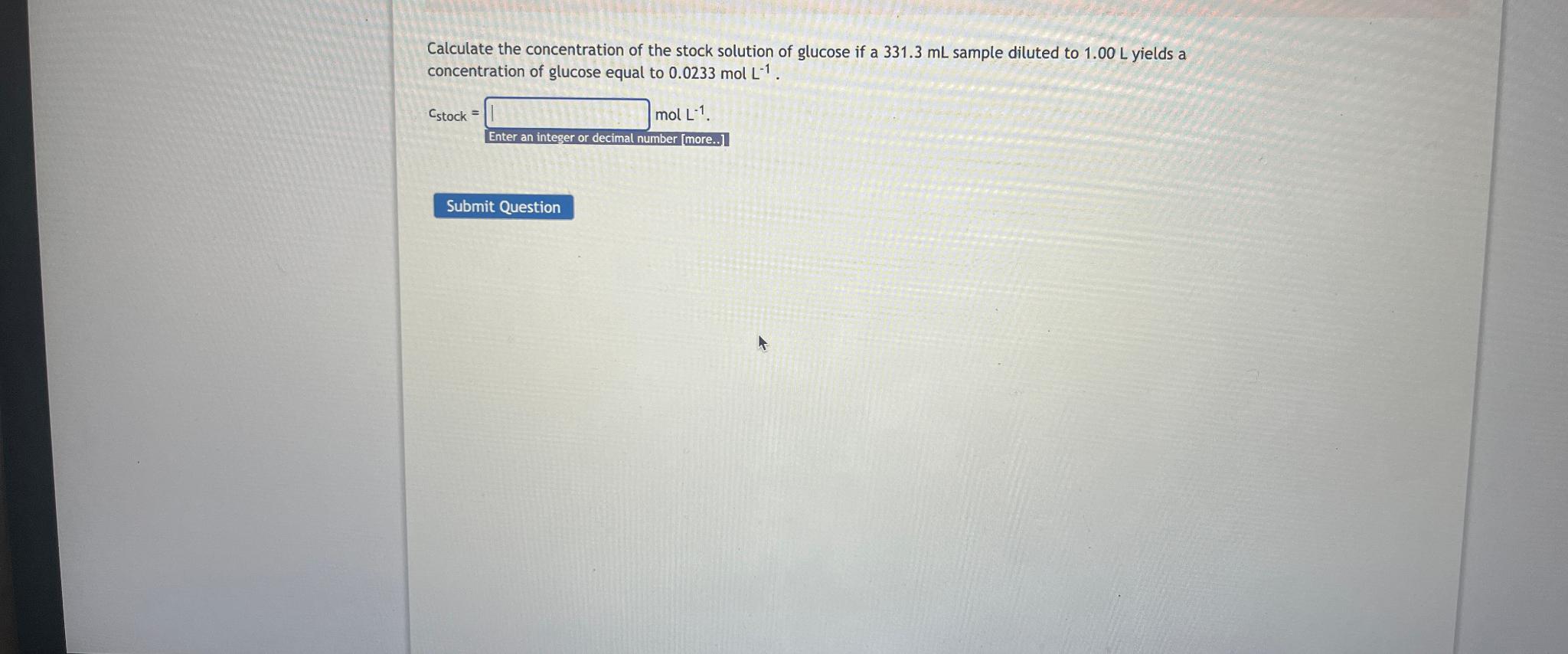Solved Calculate the concentration of the stock solution of | Chegg.com