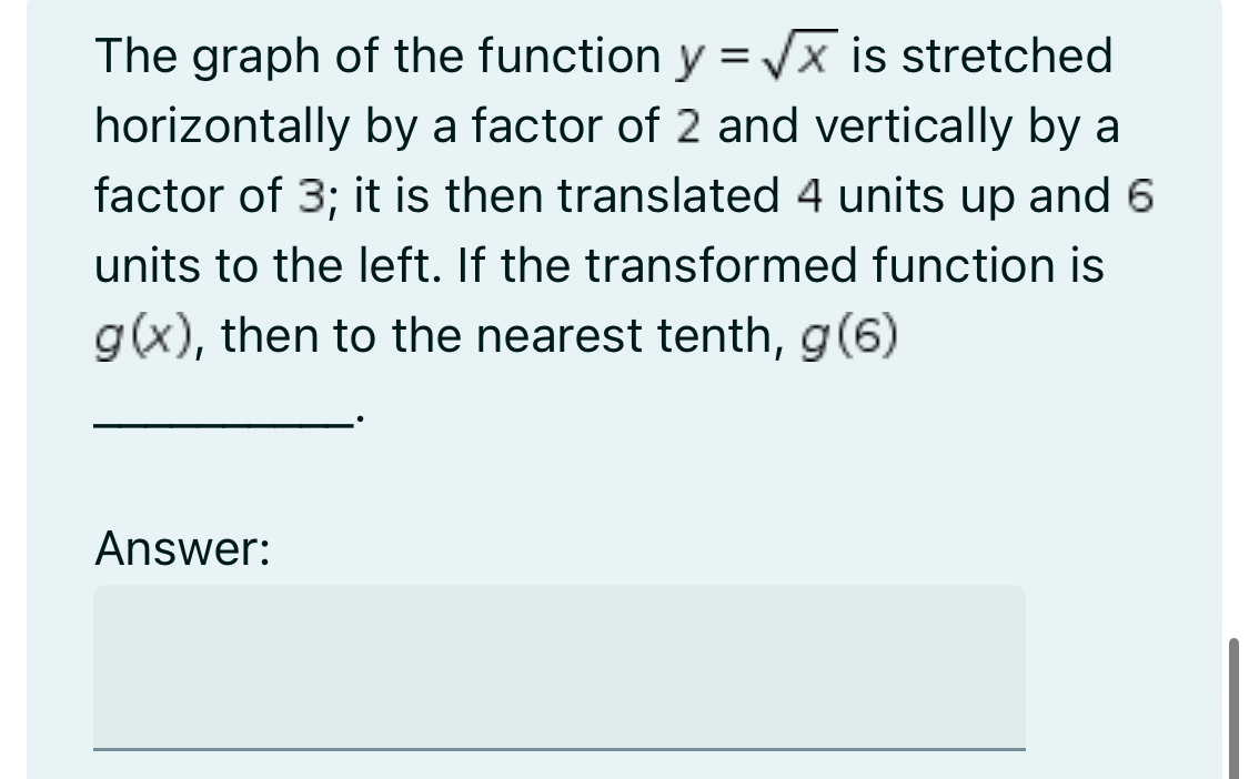 Solved The graph of the function y=x2 ﻿is stretched | Chegg.com