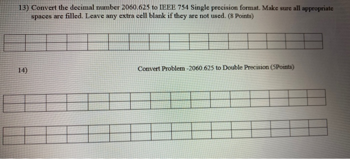 Solved 13) Convert the decimal number 2060.625 to IEEE 754 | Chegg.com