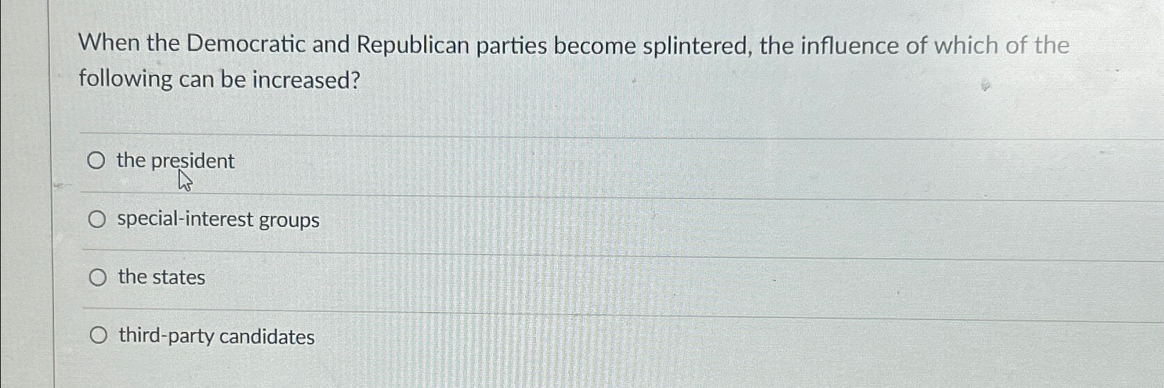 Solved When the Democratic and Republican parties become | Chegg.com