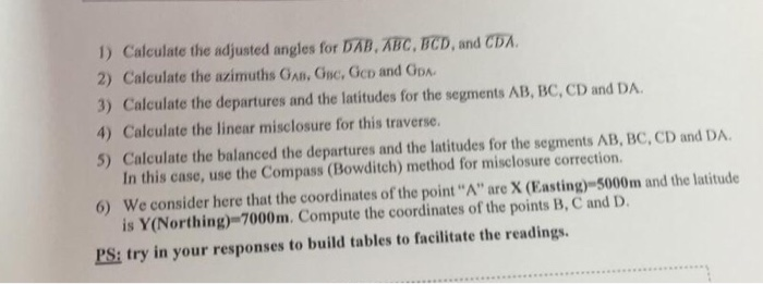 Solved Exercise: Traverse computations (25 points) Consider | Chegg.com