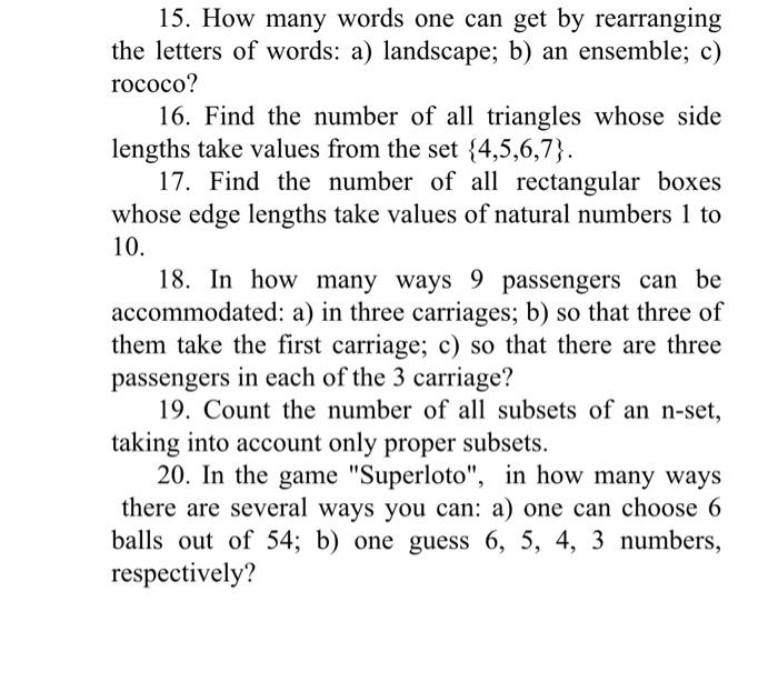 Solved 15. How many words one can get by rearranging the | Chegg.com