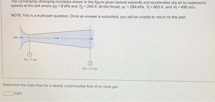 Solved The converging-diverging nozzle(as shown in the | Chegg.com