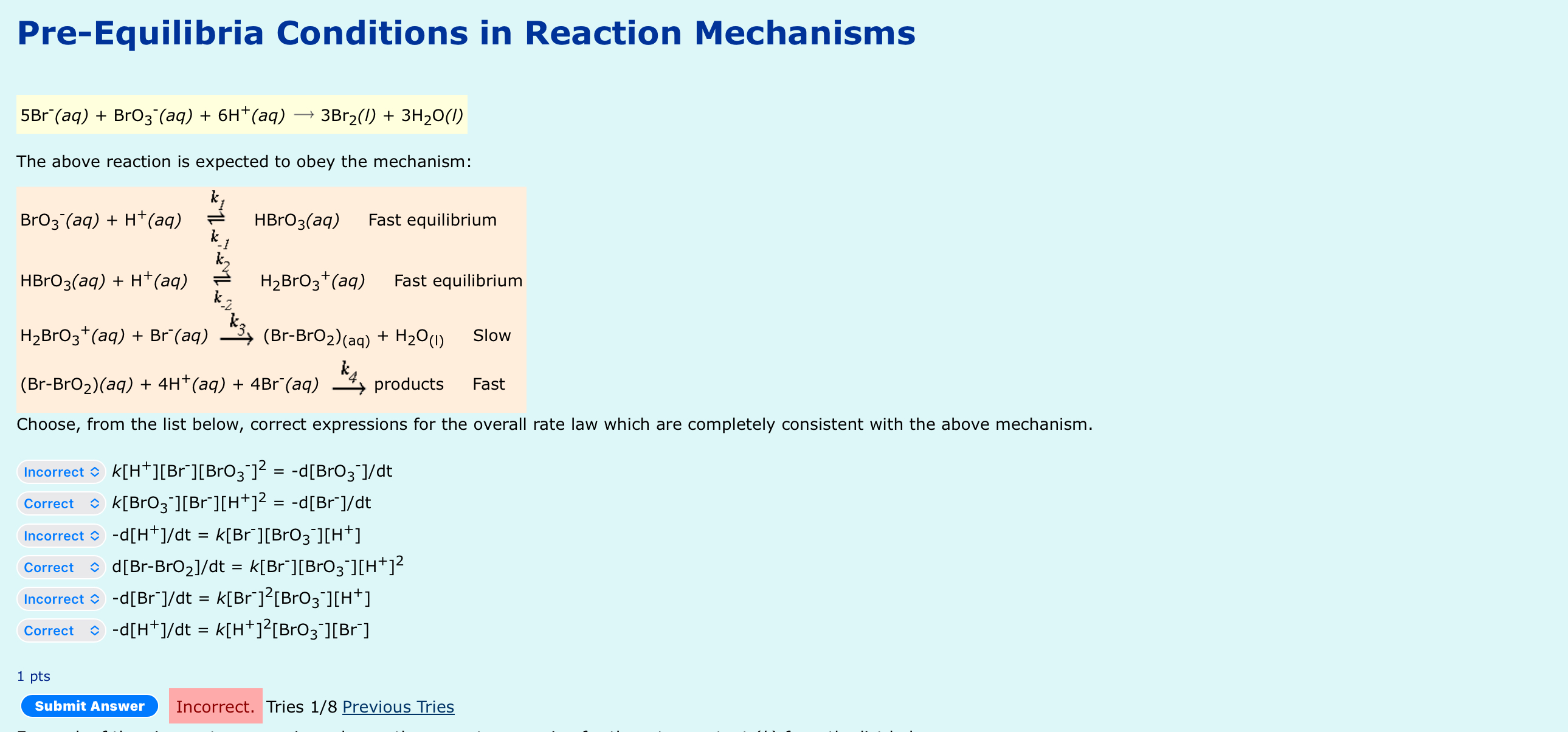 Solved Pre-Equilibria Conditions in ﻿Reaction | Chegg.com