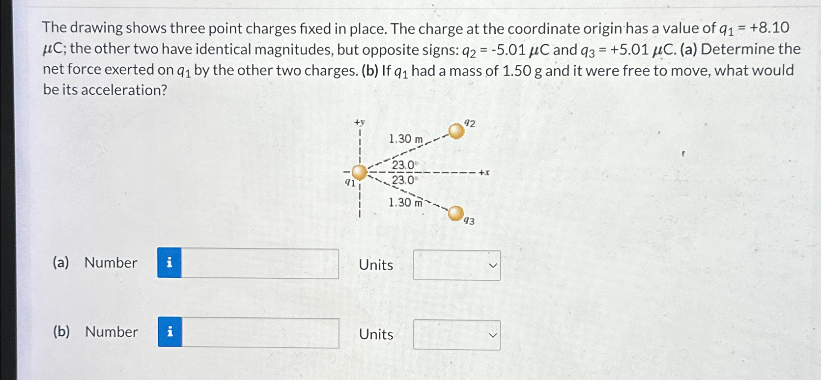 Solved The drawing shows three point charges fixed in place. | Chegg.com