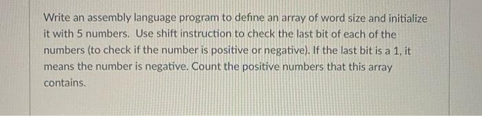 Solved Write an assembly language program to define an array | Chegg.com