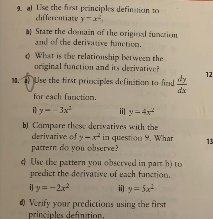 Solved 9. a) Use the first principles definition to | Chegg.com