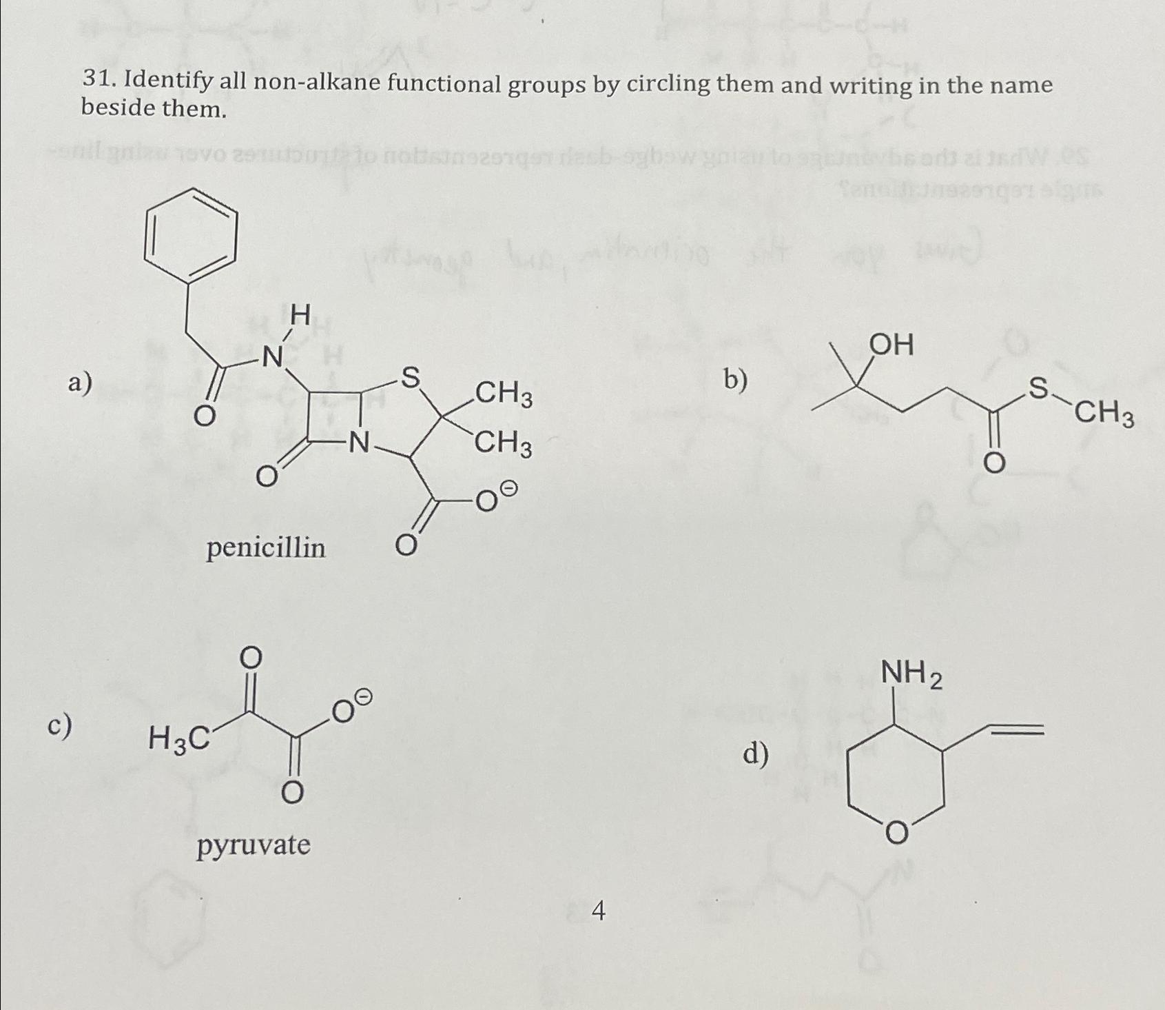 Solved Identify all non-alkane functional groups by circling | Chegg.com