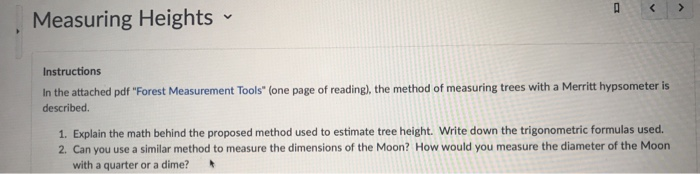 Forest Measurement Tools The Diameter Tape Diameter | Chegg.com
