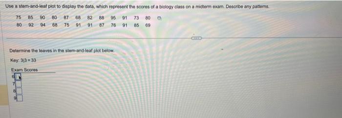 Solved Determine the leaves in the stem-and-leaf plot below. | Chegg.com