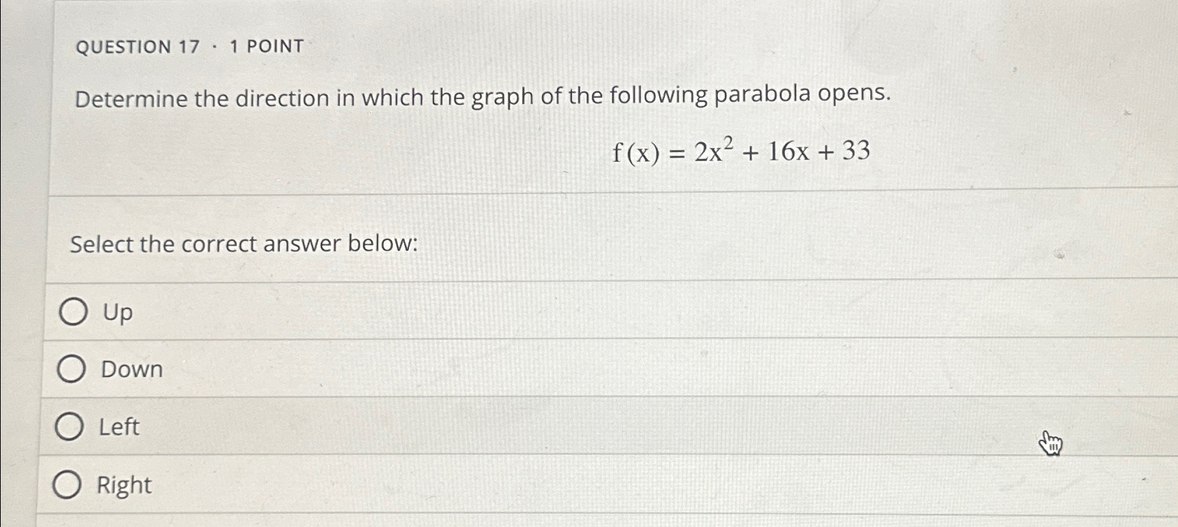 Solved QUESTION 17*1 ﻿POINTDetermine the direction in which | Chegg.com