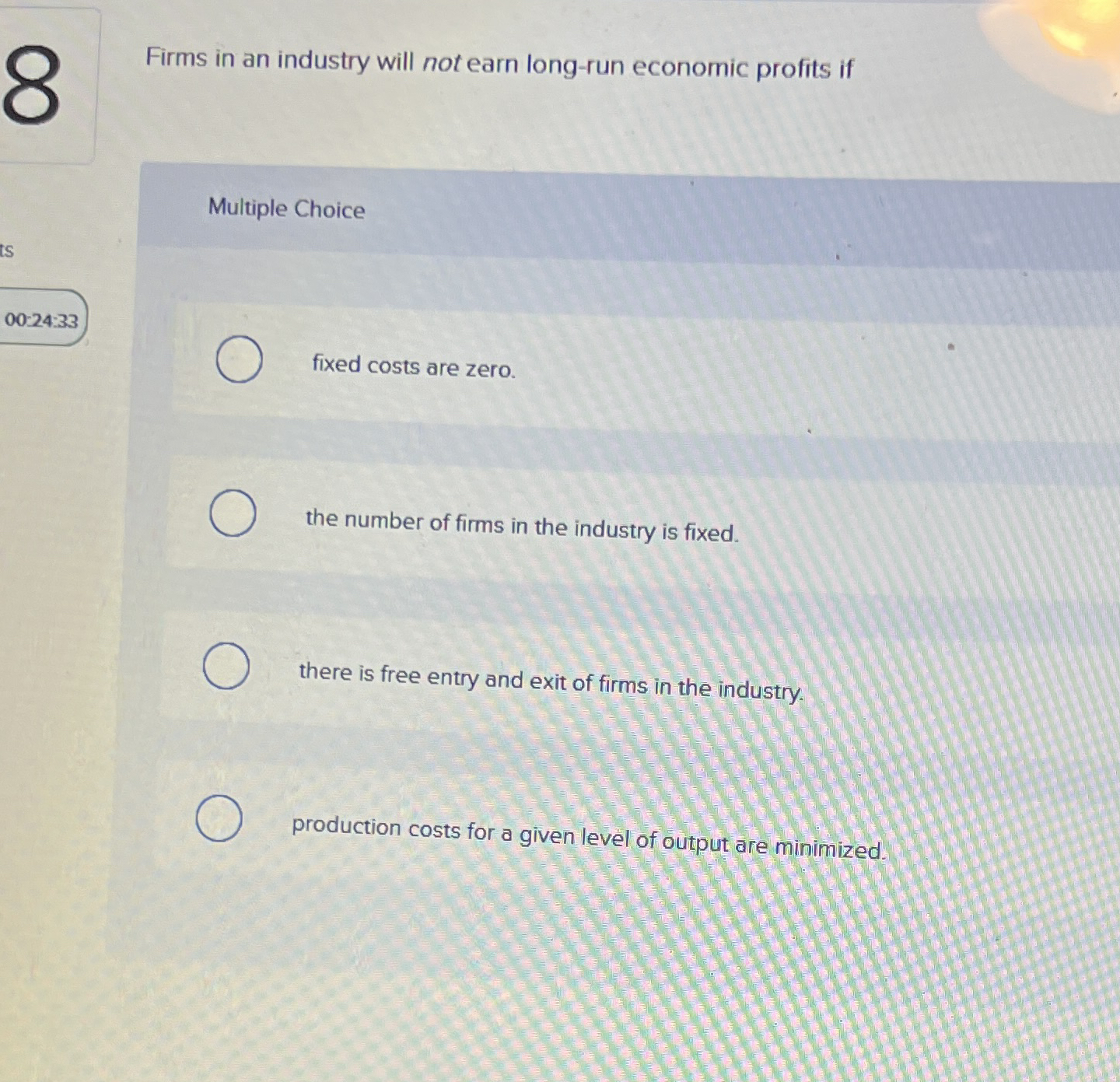 Solved Firms in an industry will not earn long-run economic | Chegg.com