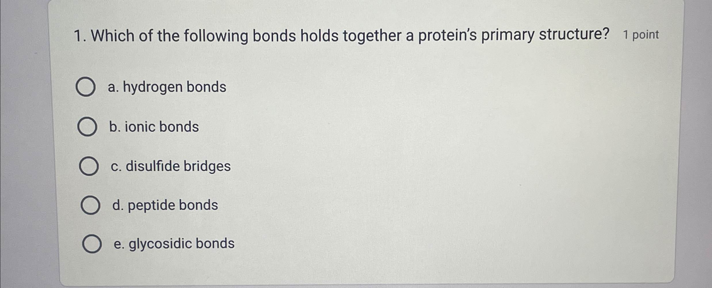 Solved Which of the following bonds holds together a | Chegg.com