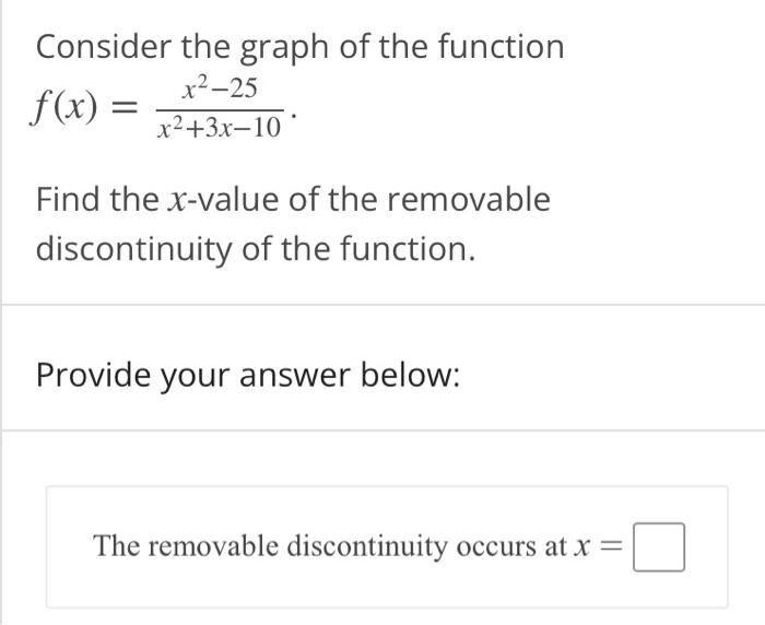 Solved Consider the graph of the function x2–25 f(x) = x2 | Chegg.com