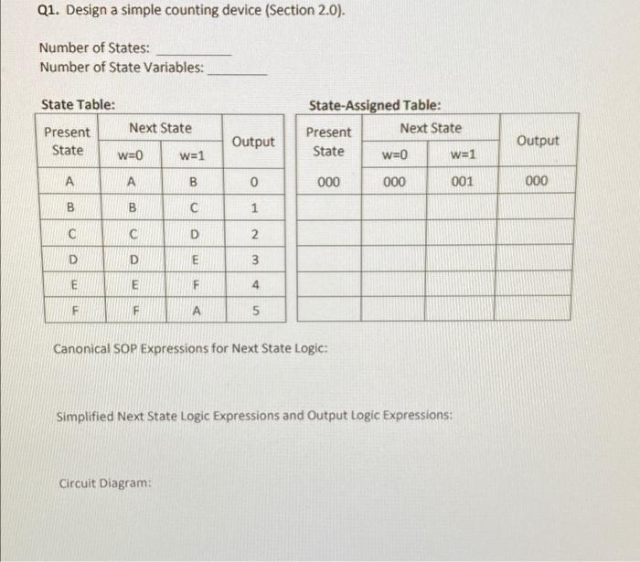 Solved Q1. Design a simple counting device (Section 2.0). | Chegg.com