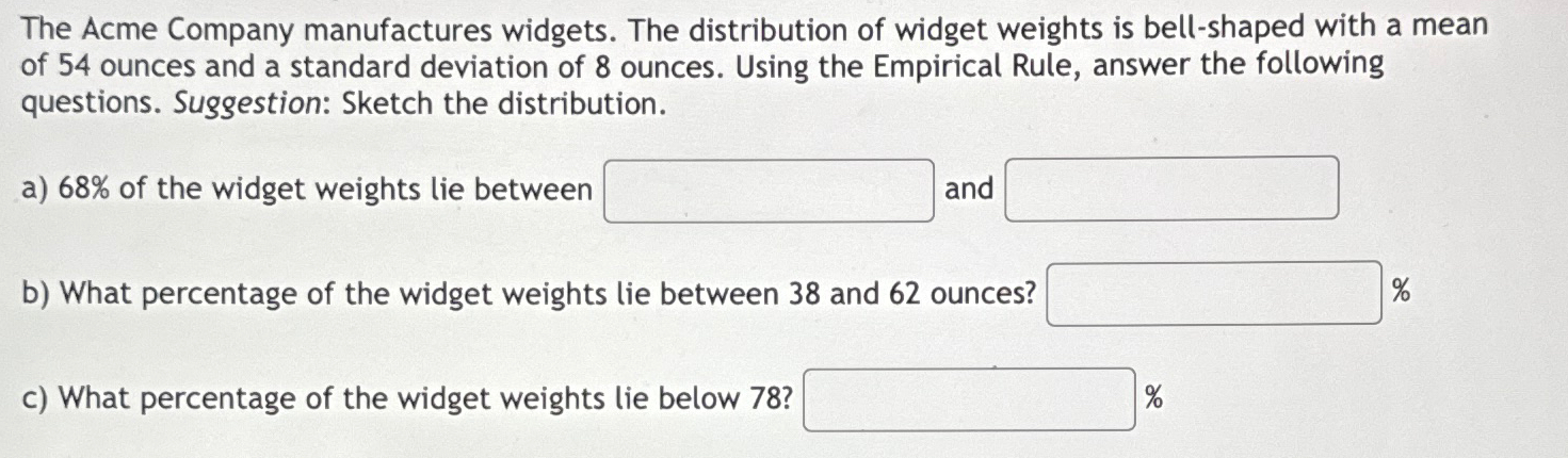 Solved The Acme Company manufactures widgets. The | Chegg.com