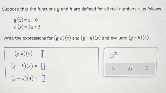 Solved Suppose that the functions g and h are defined for | Chegg.com