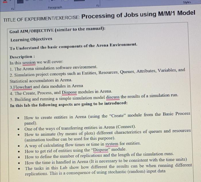 Solved TITLE OF EXPERIMENT/EXERCISE: Processing of Jobs | Chegg.com