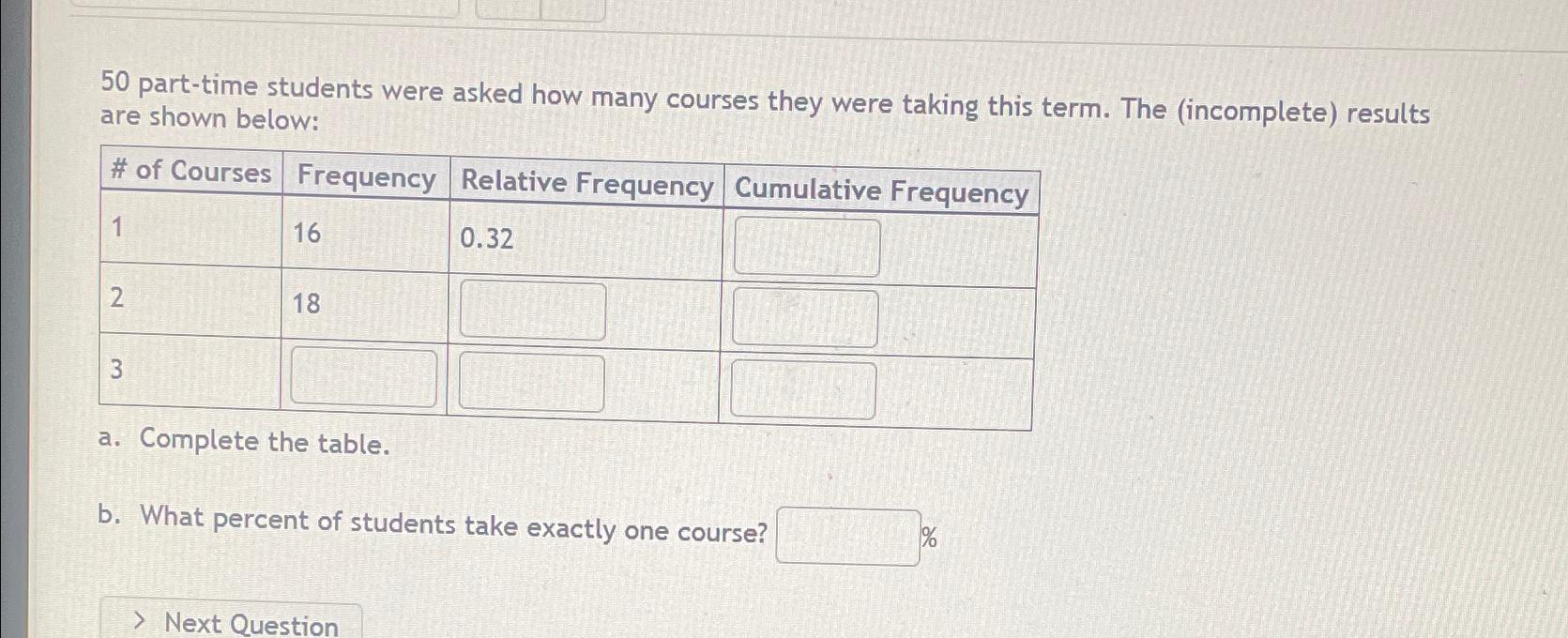 Solved 50 ﻿part-time students were asked how many courses | Chegg.com