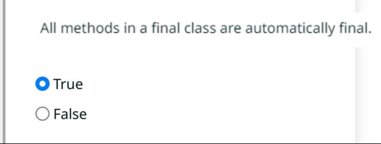 Solved All methods in a final class are automatically | Chegg.com