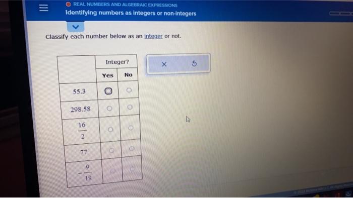 Solved Classify each number below as an integer or not. | Chegg.com